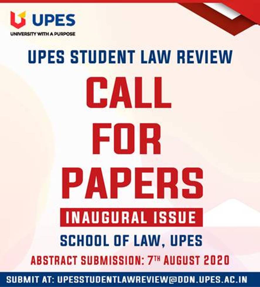 Call for Papers | UPES Student Law Review (Inaugural Issue) | SCC Times