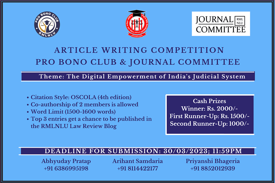 Call for Papers| RMLNLU Article Writing Competition [Submit by March 30 ...